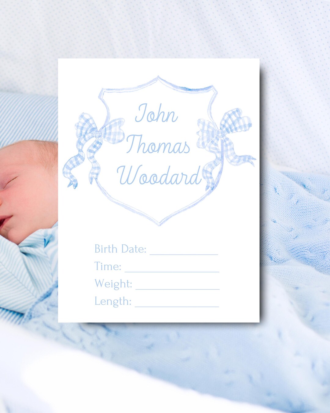 Birth Sign Hospital Sign Baby Boy Birth Announcement Blue Monogram ...