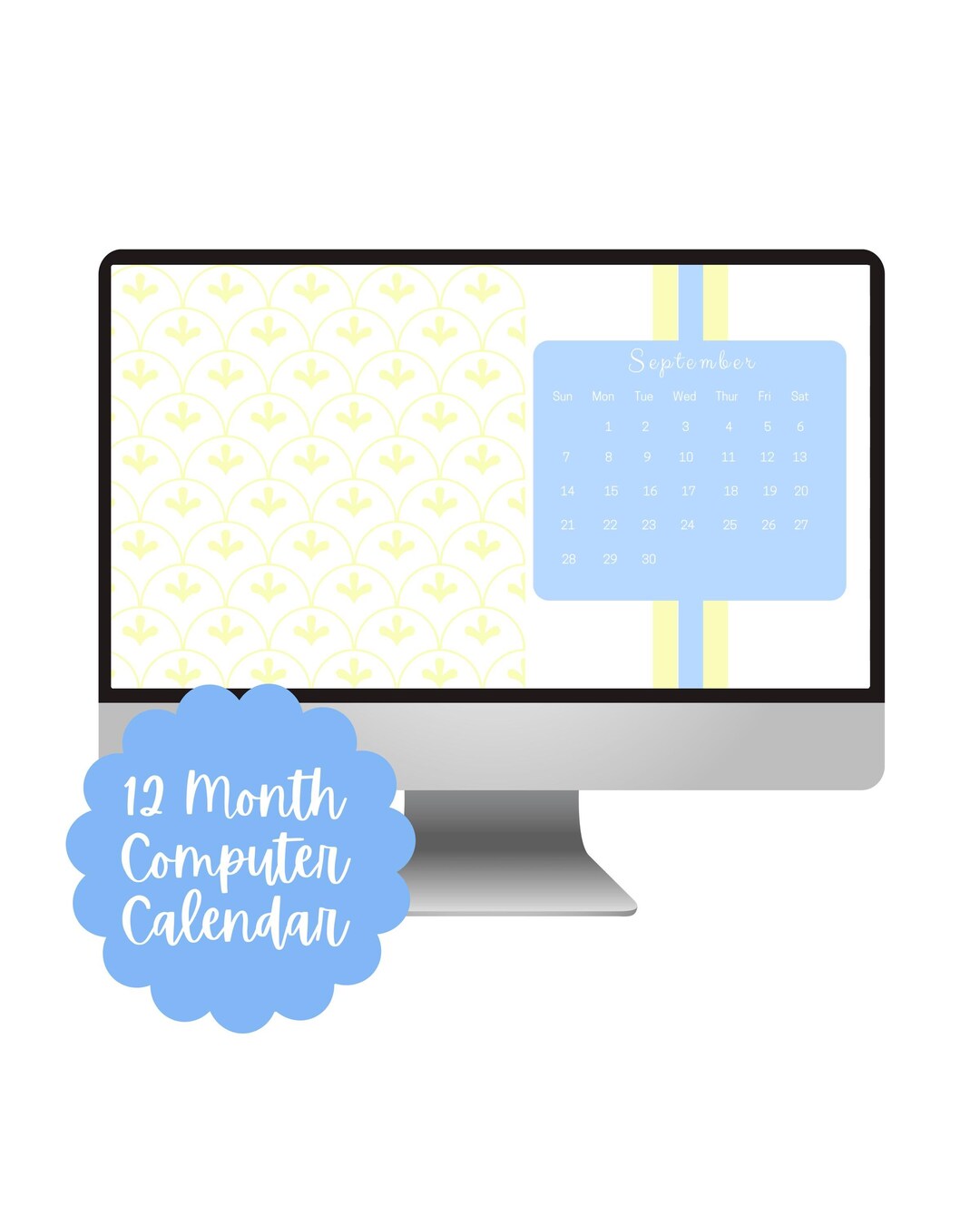 12 Month Digital Calendar - Etsy