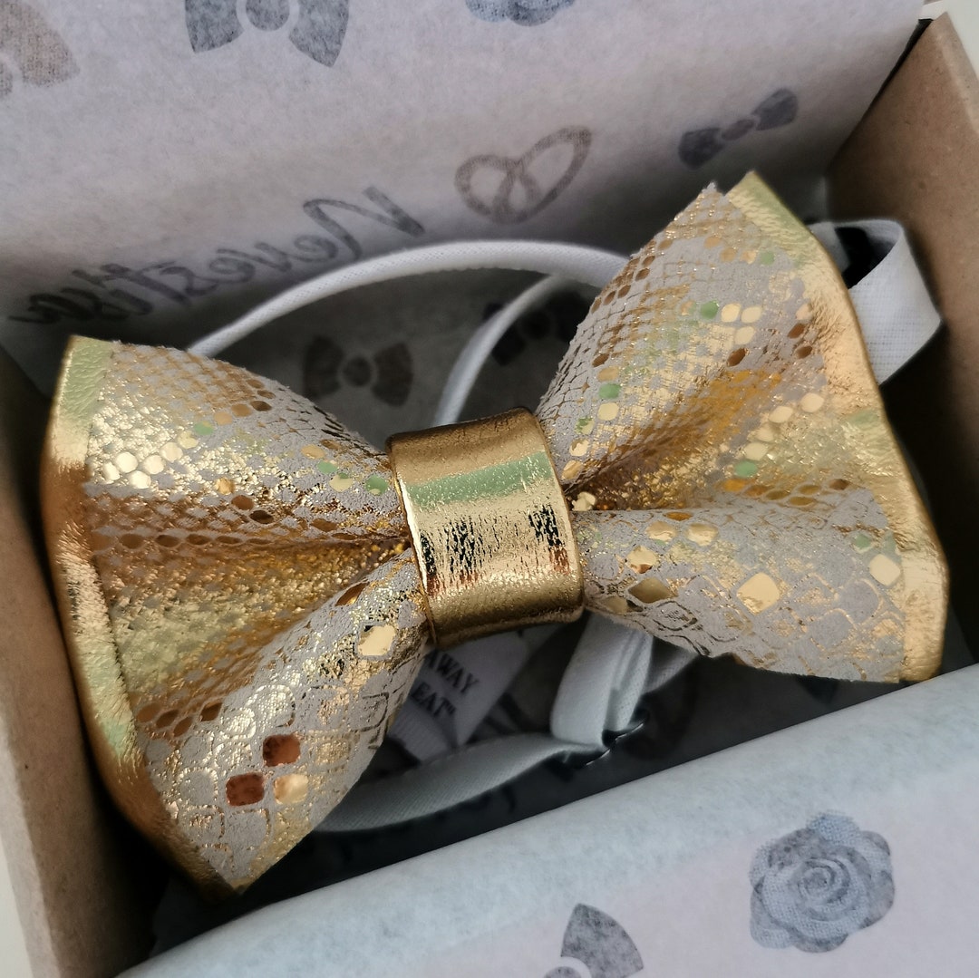 Ivory and Gold Mens Bow Tie,ivory Wedding Bow Tie Set, Paisley Bowtie ...