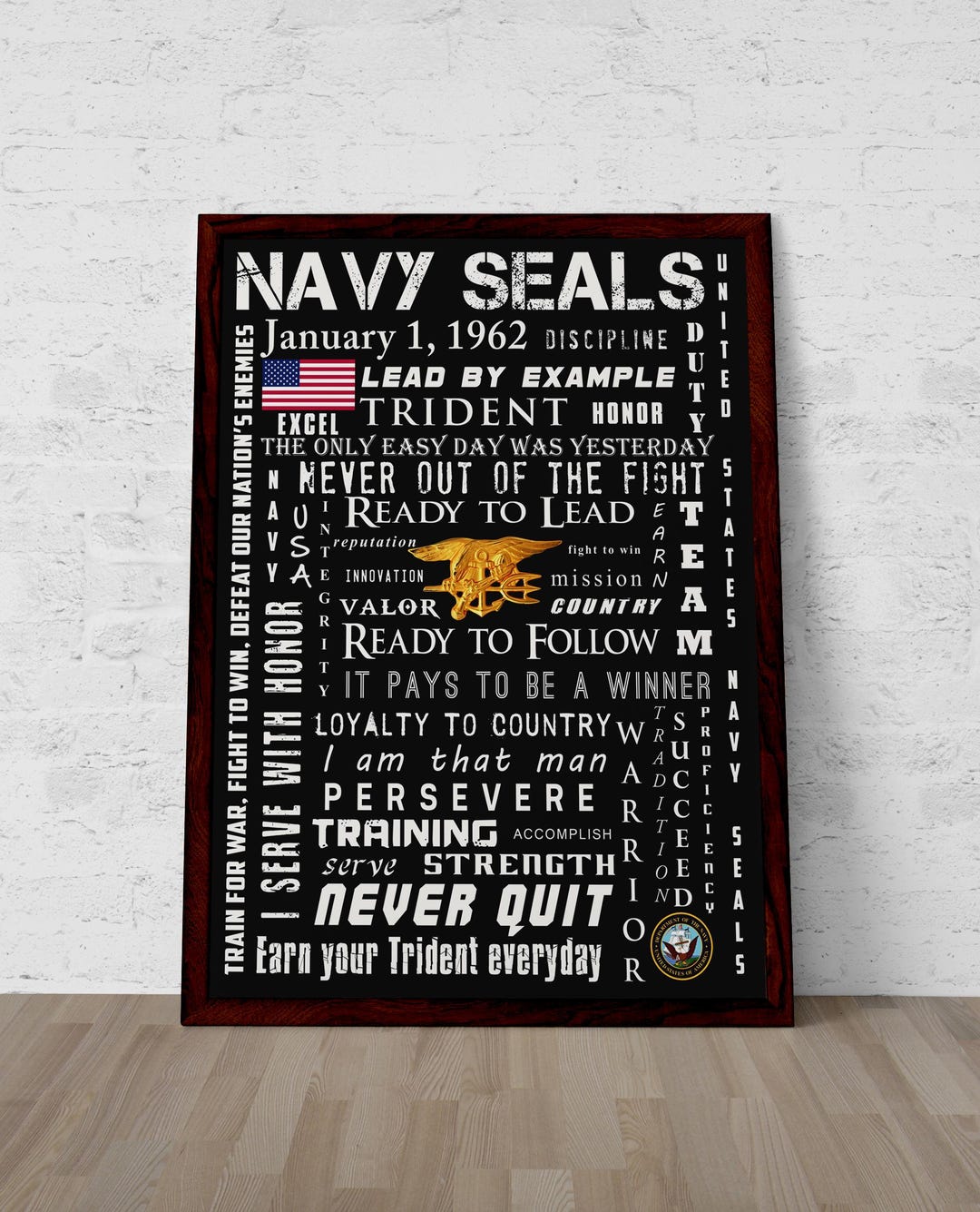 Navy Seals Typography Poster – Motivational Military Wall Art - Etsy