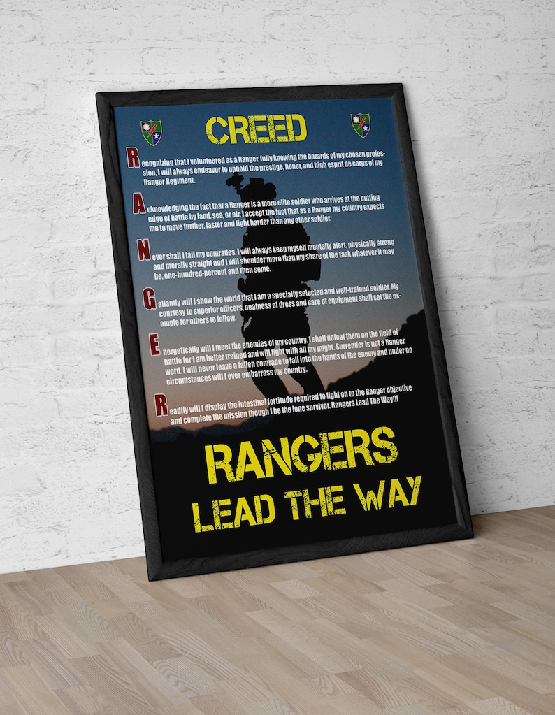 Army Ranger Creed Poster – Inspirational Military Wall Art - Etsy