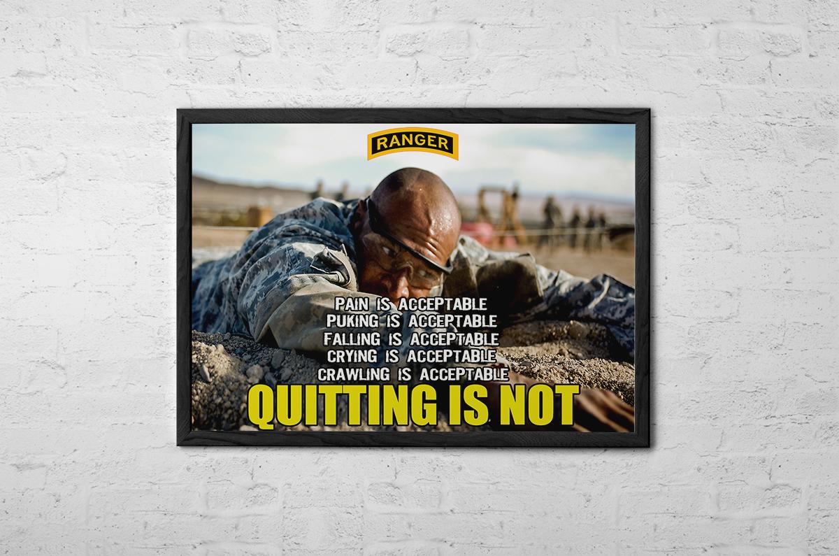 Army Ranger "never Quit" Motivation Poster – Military Wall Art - Etsy