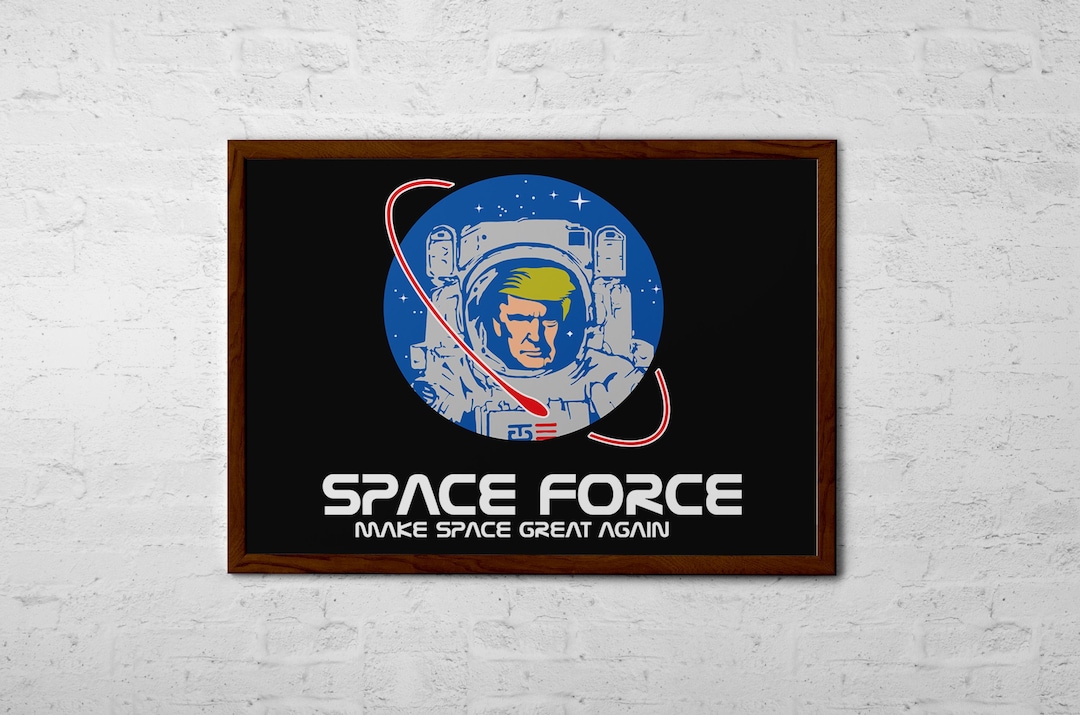 Space Force Poster – President Donald Trump Astronaut Cartoon Wall Art ...