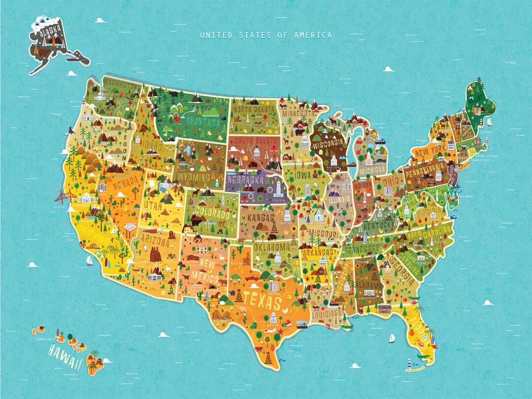 USA Map Poster MAPS1 - Etsy