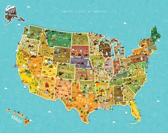 United States Wall Map USA Poster With US Flags Rolled Paper or ...