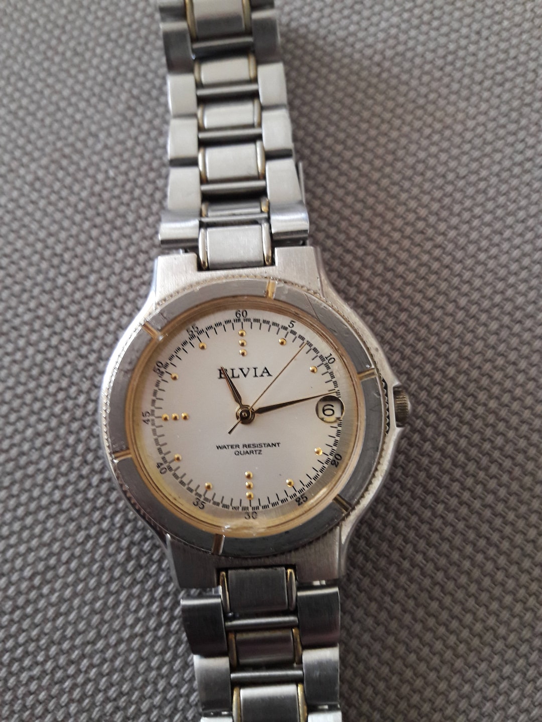 ELVIA Steel and Gold Quartz Movement Watch - Etsy