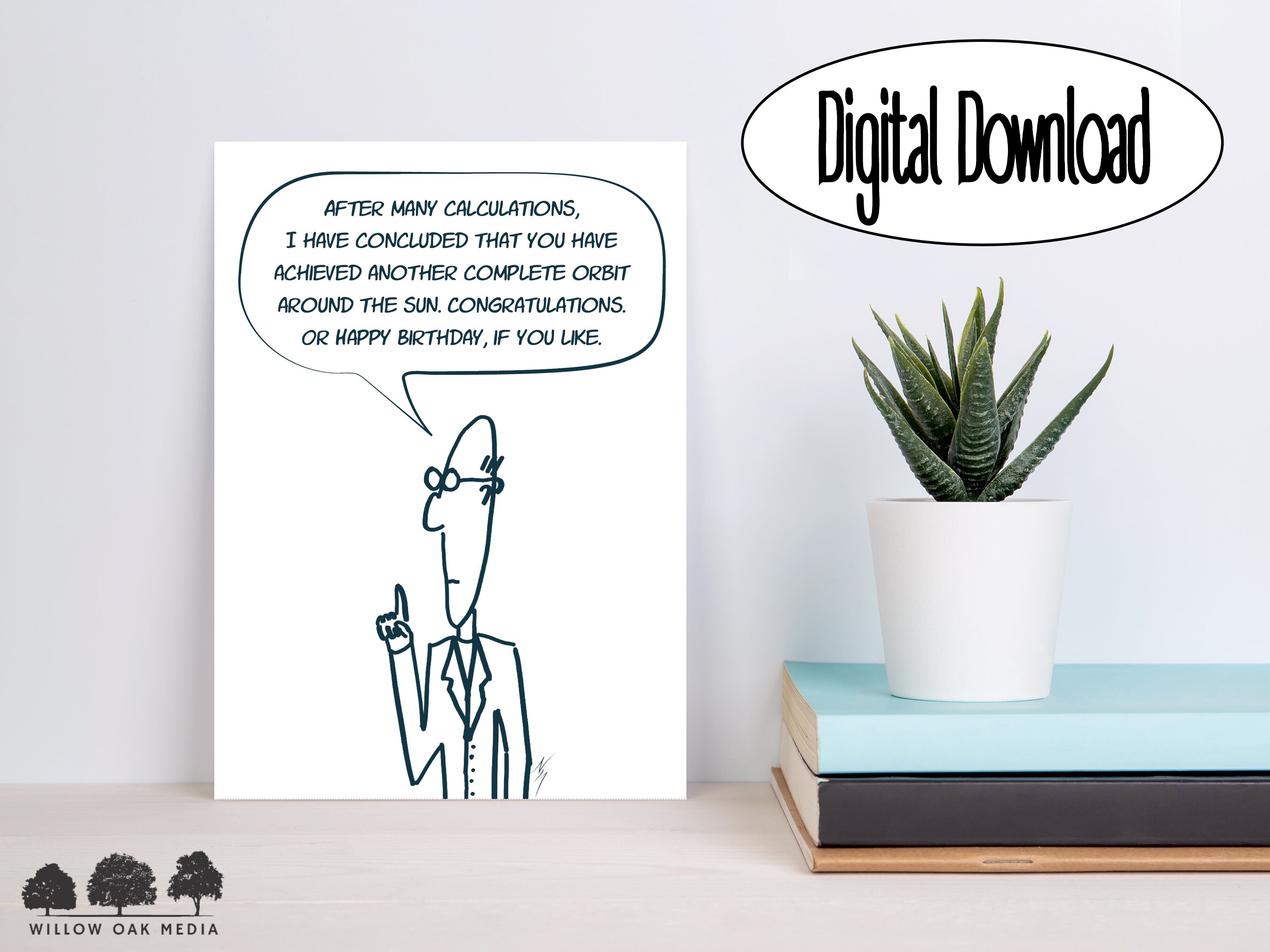 5x7 Comic Scientist Birthday Card, Funny Birthday Card, Cartoon ...