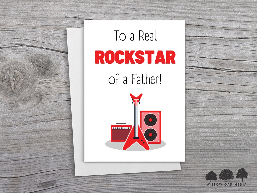 5x7 Printable Fathers Day Card Funny, Rockstar Fathers Day Card, 5x7 ...