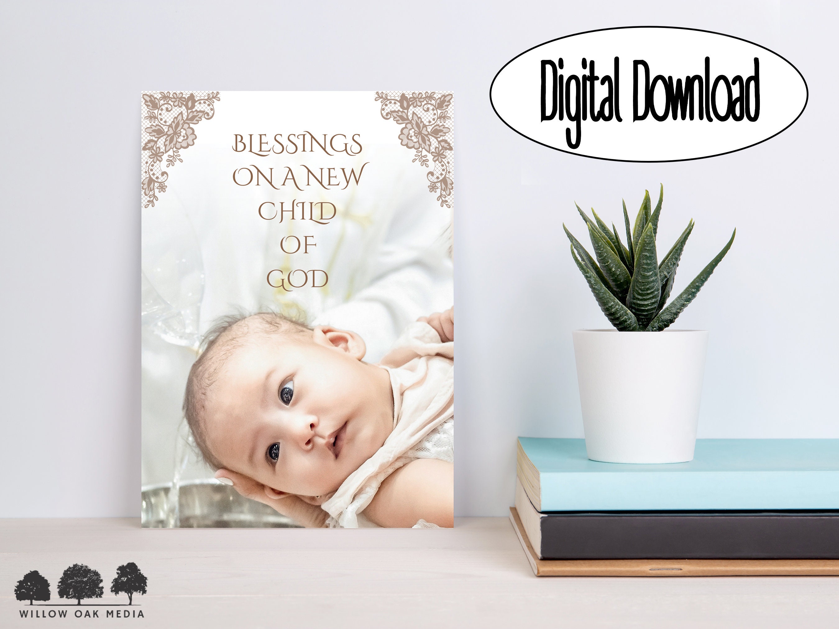 5x7 Printable Baptismal Card, Baby Baptism Card, Baptismal Greeting ...