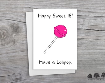 Happy Sweet 16. Retro 16th Birthday Card With Daisies. Handmade, Hand ...