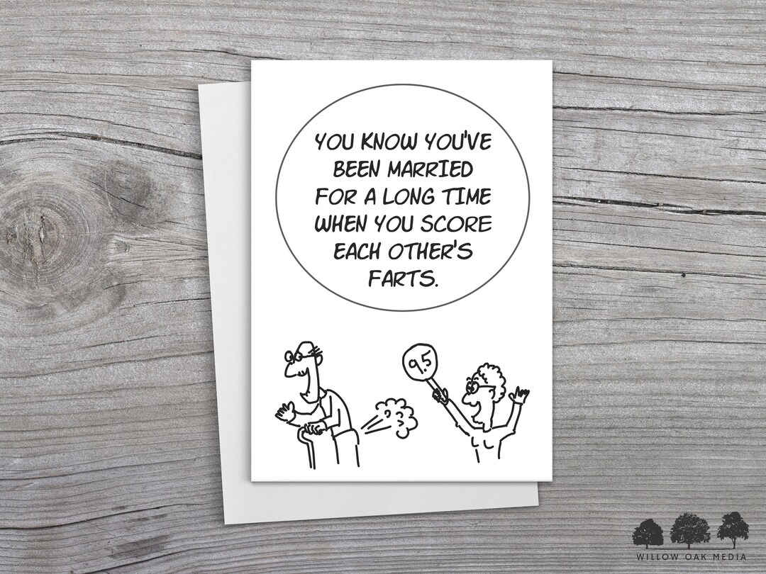 5x7 Funny Wedding Anniversary Card, Humorous Fart Marriage Anniversary ...
