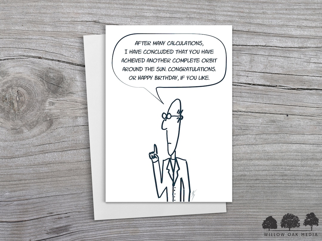5x7 Comic Scientist Birthday Card, Funny Birthday Card, Cartoon ...