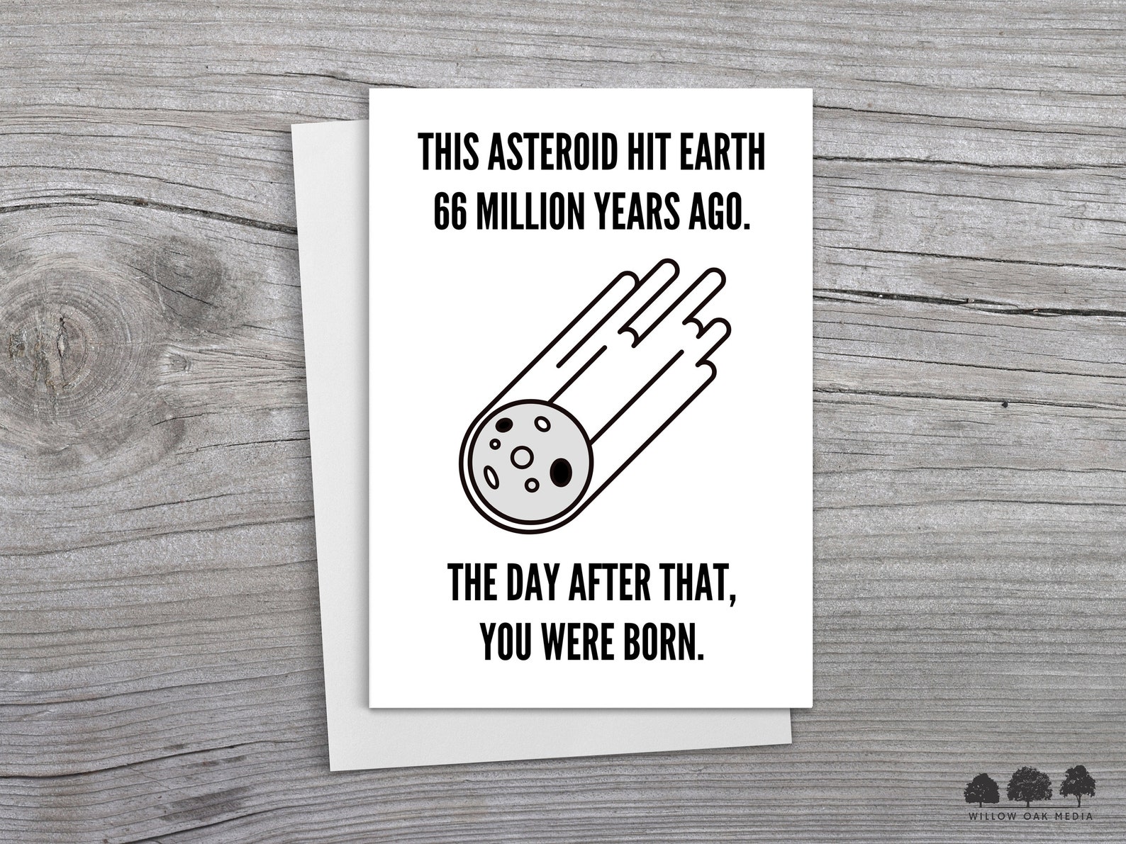 5x7 Printable Funny Asteroid Birthday Card, Prehistoric Birthday Card ...