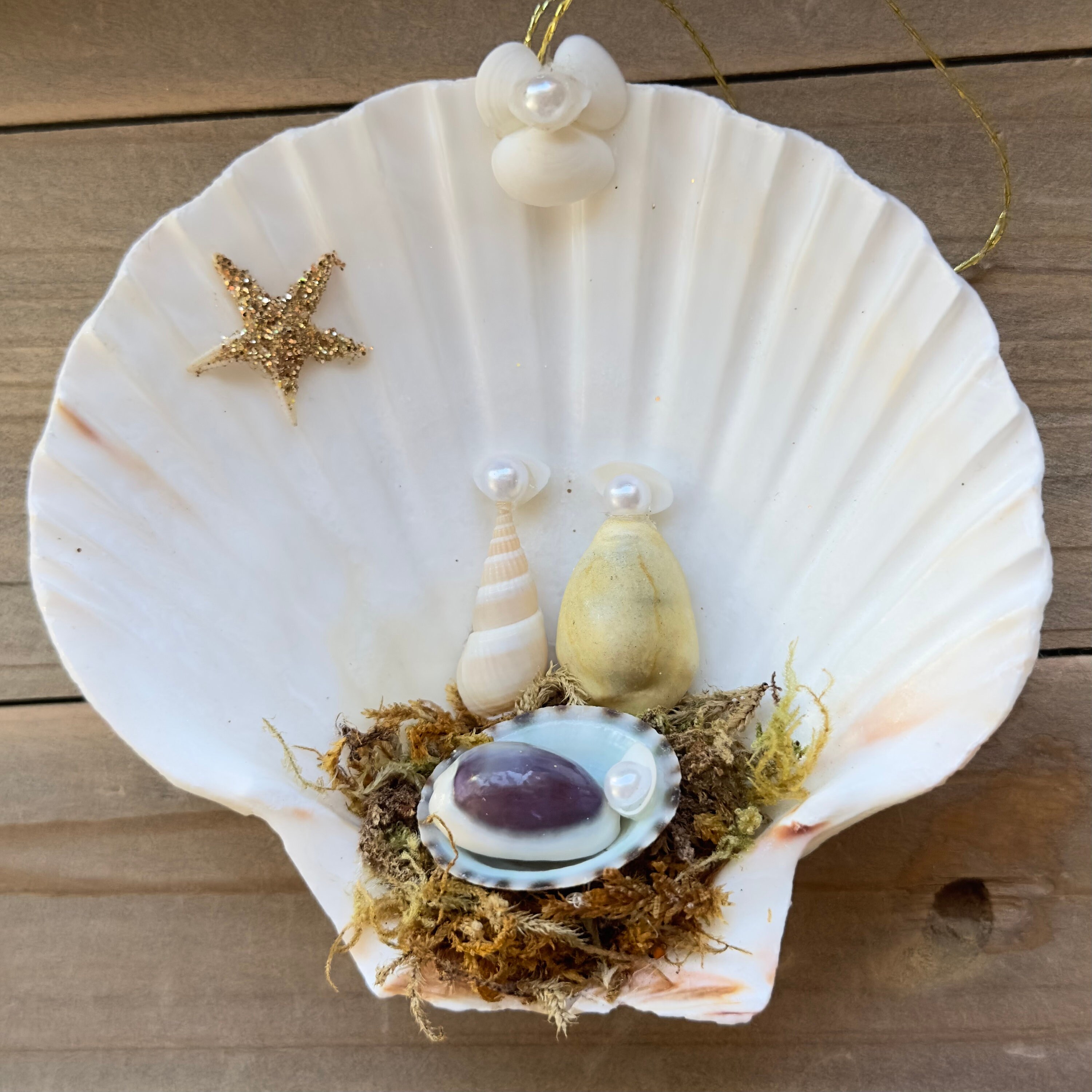Seashell Nativity Ornament- Manger Scene Ornament With Glitter - Etsy