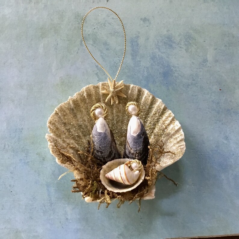 Mussel Seashell Nativity Ornament Manger Scene Ornament - Etsy