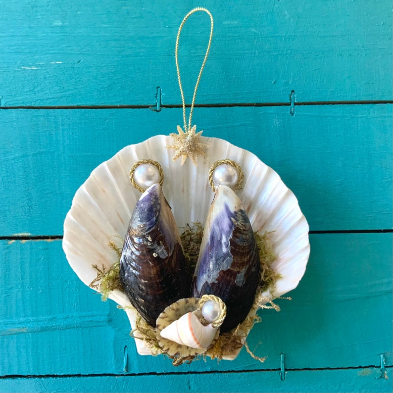 Mussel Seashell Nativity Ornament Manger Scene Ornament - Etsy Norway
