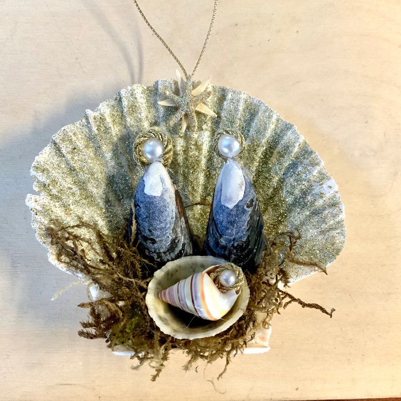 Mussel Seashell Nativity Ornament Manger Scene Ornament - Etsy
