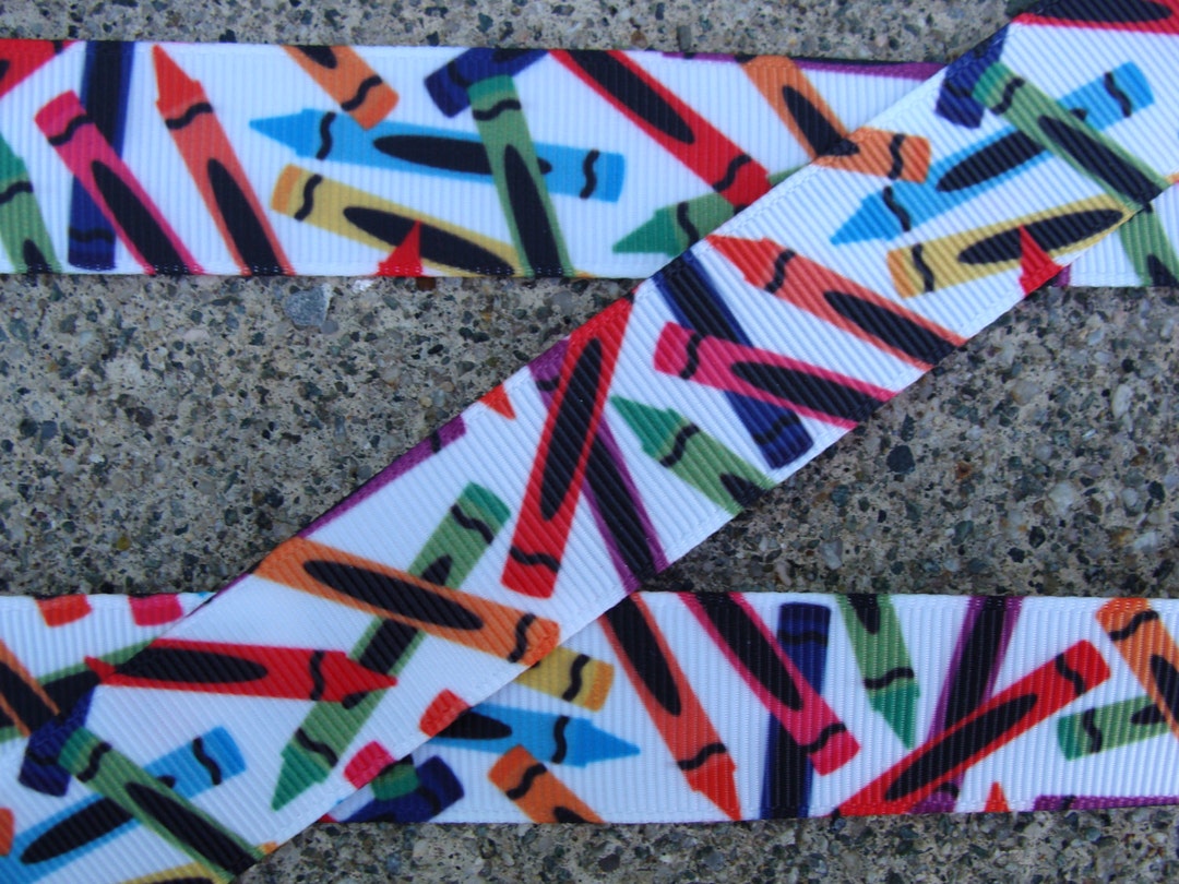 3 Yards 7/8 Crayon Ribbon School Ribbon Printed Ribbon Hair Bow Ribbon ...