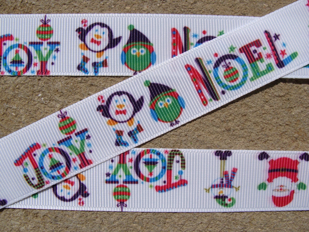 3 Yards 7/8" Noel Ribbon Joy Ribbon Christmas Penguin Ribbon Grosgrain ...