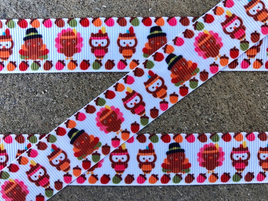 3 Yards 7/8" Turkey Ribbon Thanksgiving Ribbon Happy Turkey Printed ...