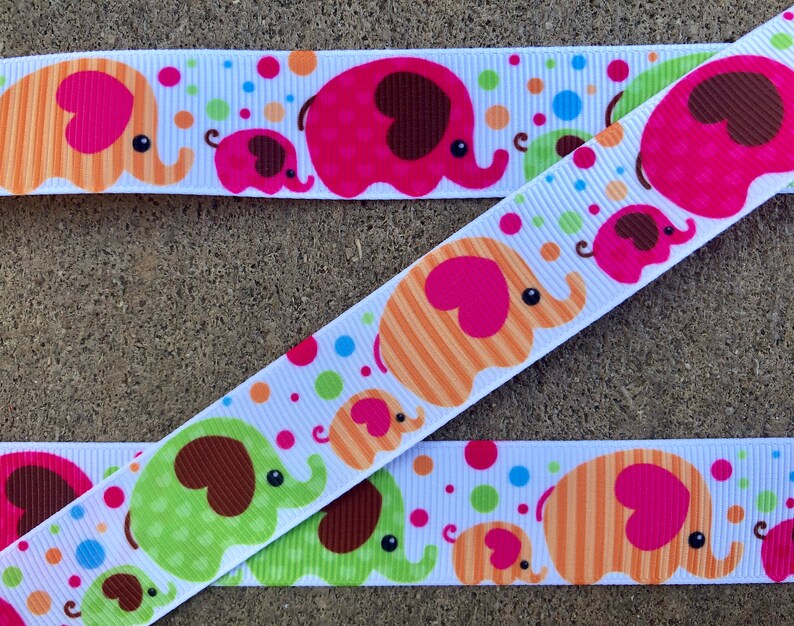 3 Yards 7/8 Elephant Ribbon Elephant Printed Ribbon - Etsy UK