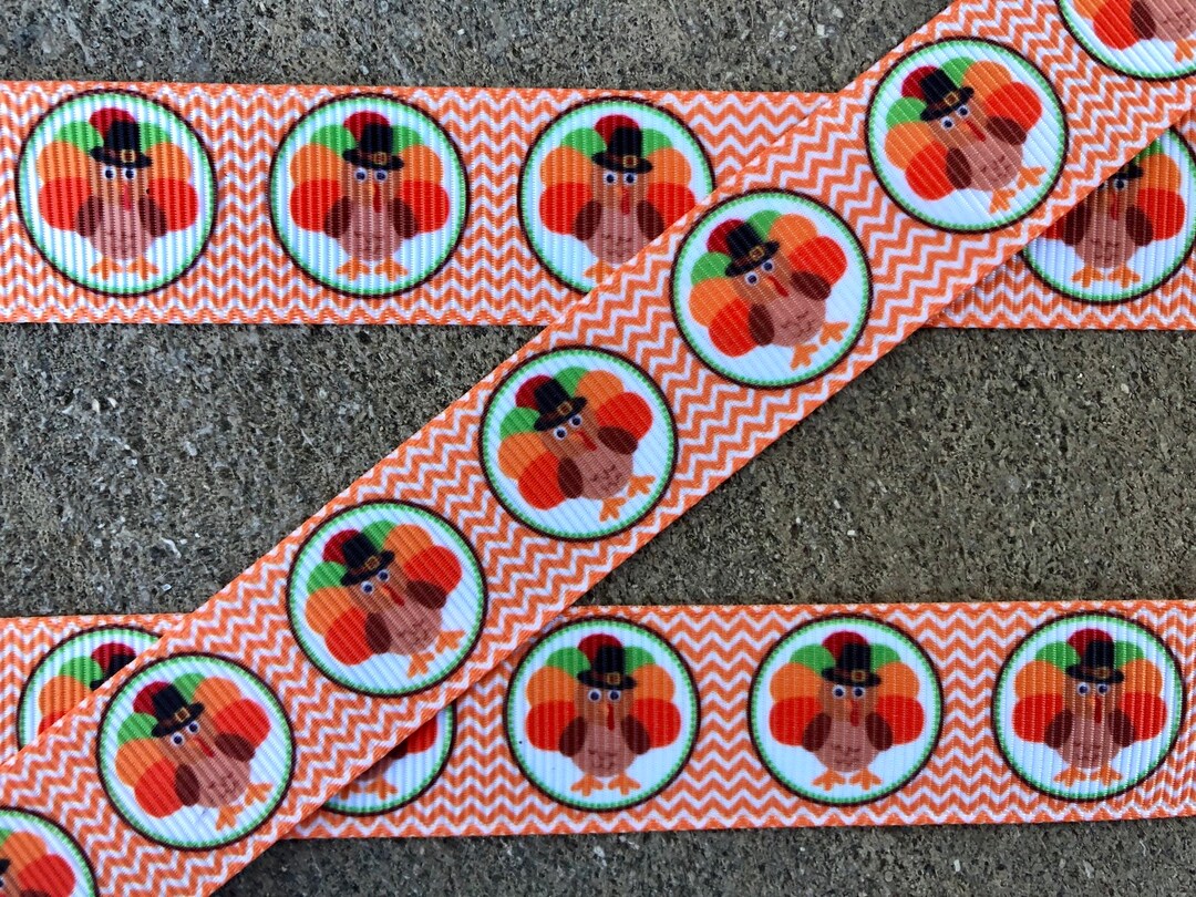 3 Yards 7/8" Turkey Ribbon Thanksgiving Ribbon Turkey Printed Ribbon ...
