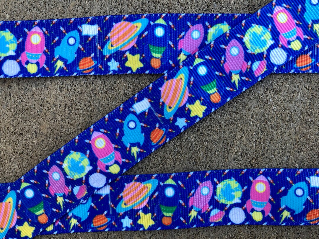 3 Yards 7/8" Space Ship Ribbon Martians Ribbon Aliens Ribbon Outer ...