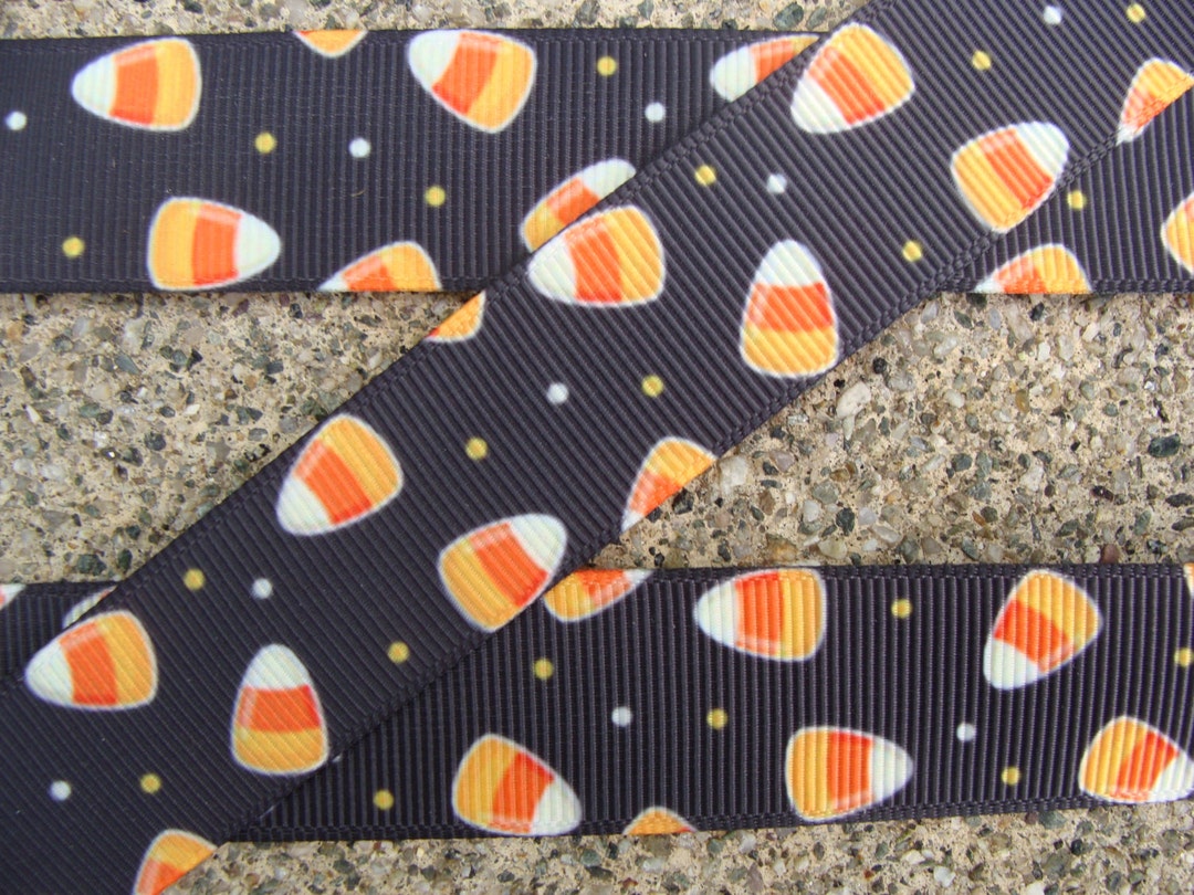 Candy Corn Ribbon Printed Ribbon Halloween Ribbon 7/8" Grosgrain Ribbon ...
