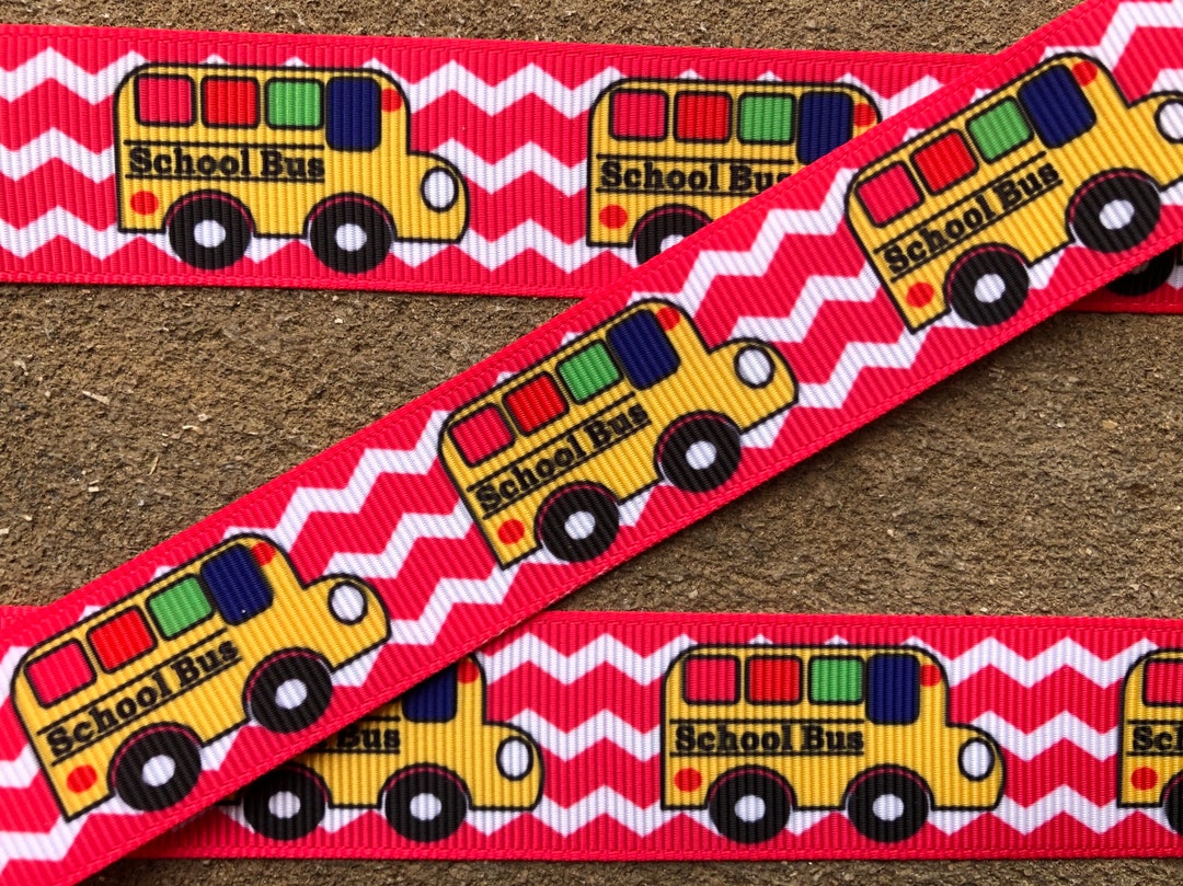 3 Yards 1" School Bus Ribbon Back to School Ribbon Chevron School ...