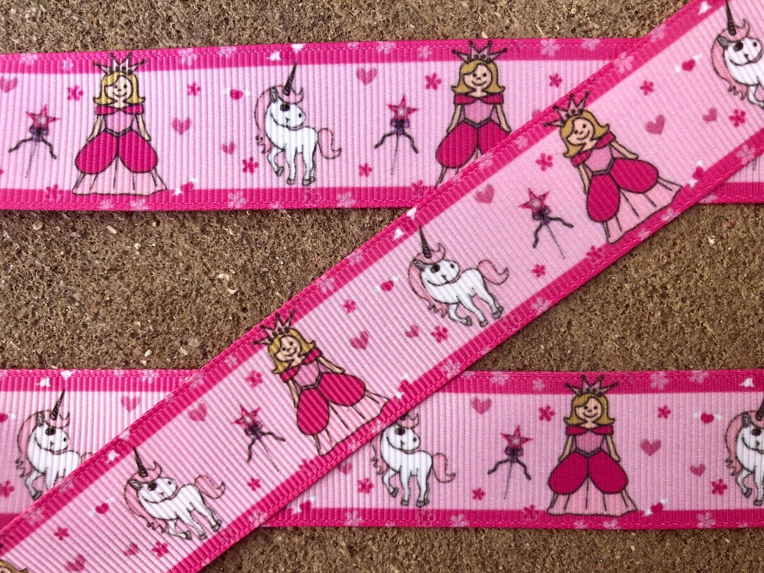 3 Yards 7/8" Pink Princess Ribbon Unicorn Ribbon Princess and Unicorn ...