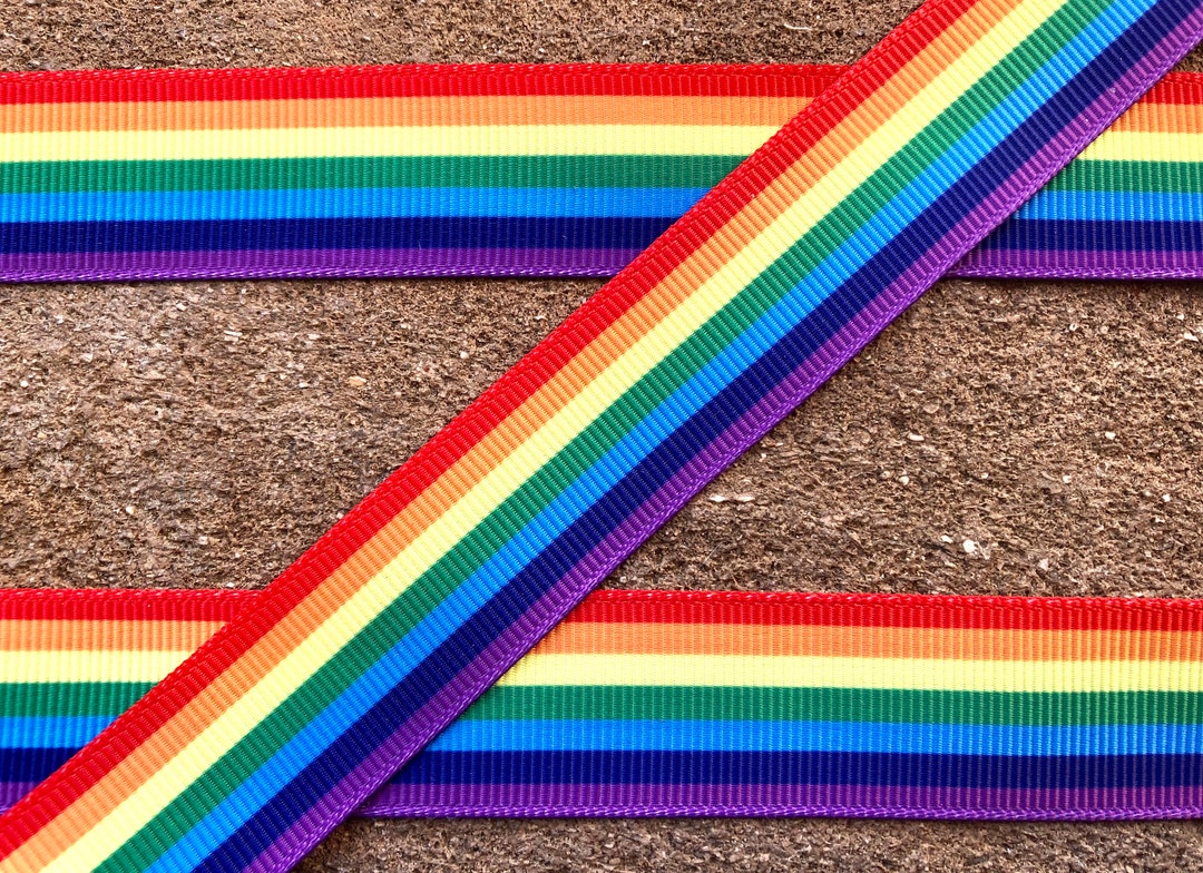 3 Yards 7/8" Rainbow Ribbon Grosgrain Printed Ribbon Rainbow Stripe ...