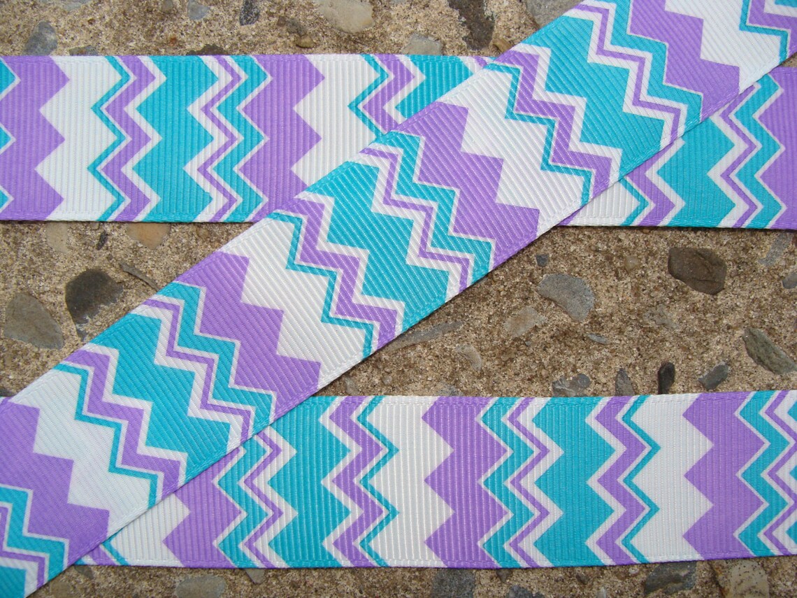 Chevron Ribbon Pink and Green Chevron Ribbon 1" Ribbon 3 Yards Chevron ...