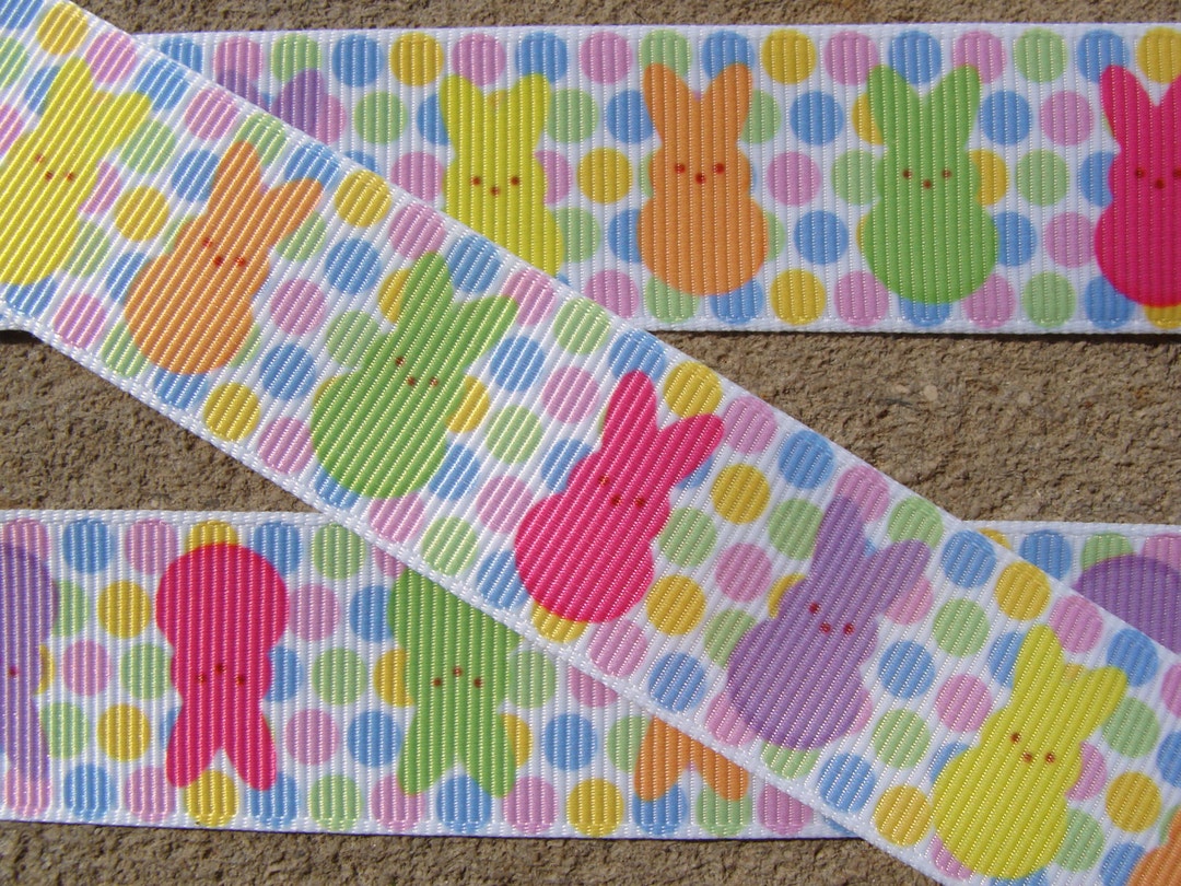 1" 3 Yards Bunny Ribbon Rainbow Bunny Ribbon Polka Dots Bunny Ribbon ...