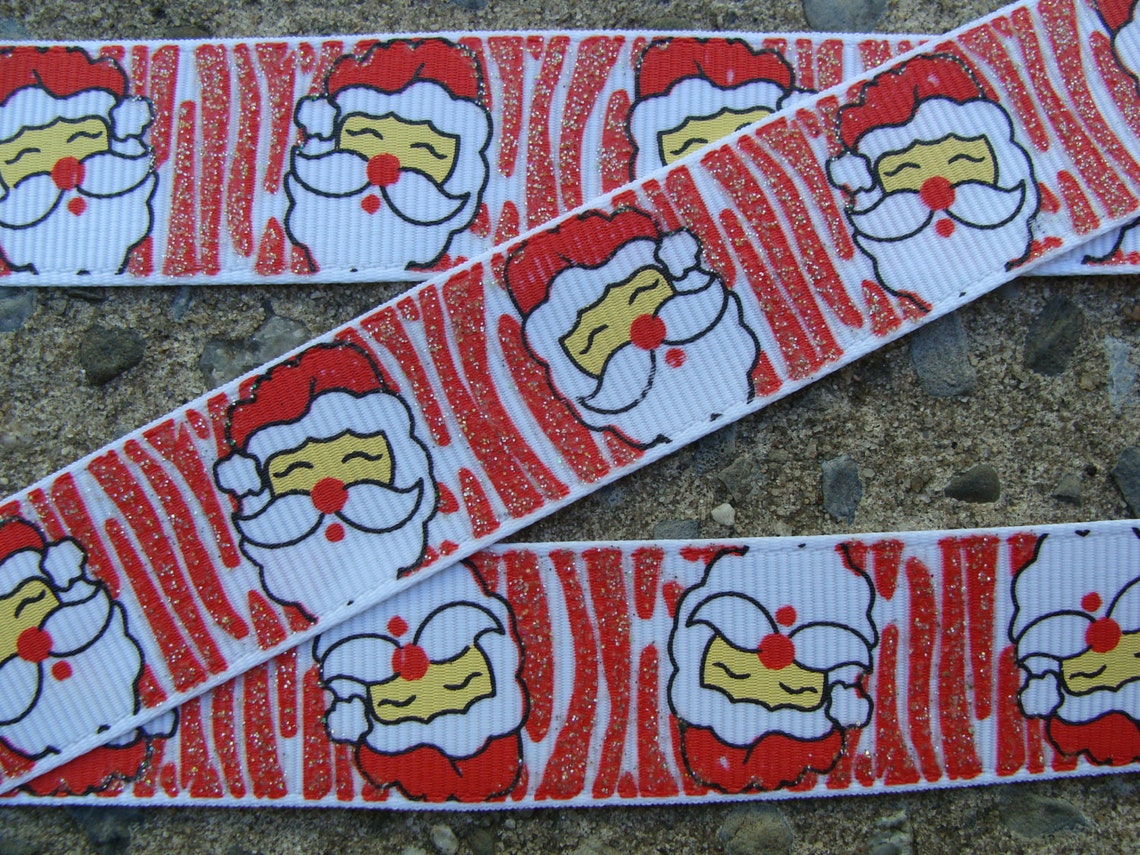 1 Santa Claus Ribbon 3 yards Grosgrain Ribbon Hair Bow | Etsy