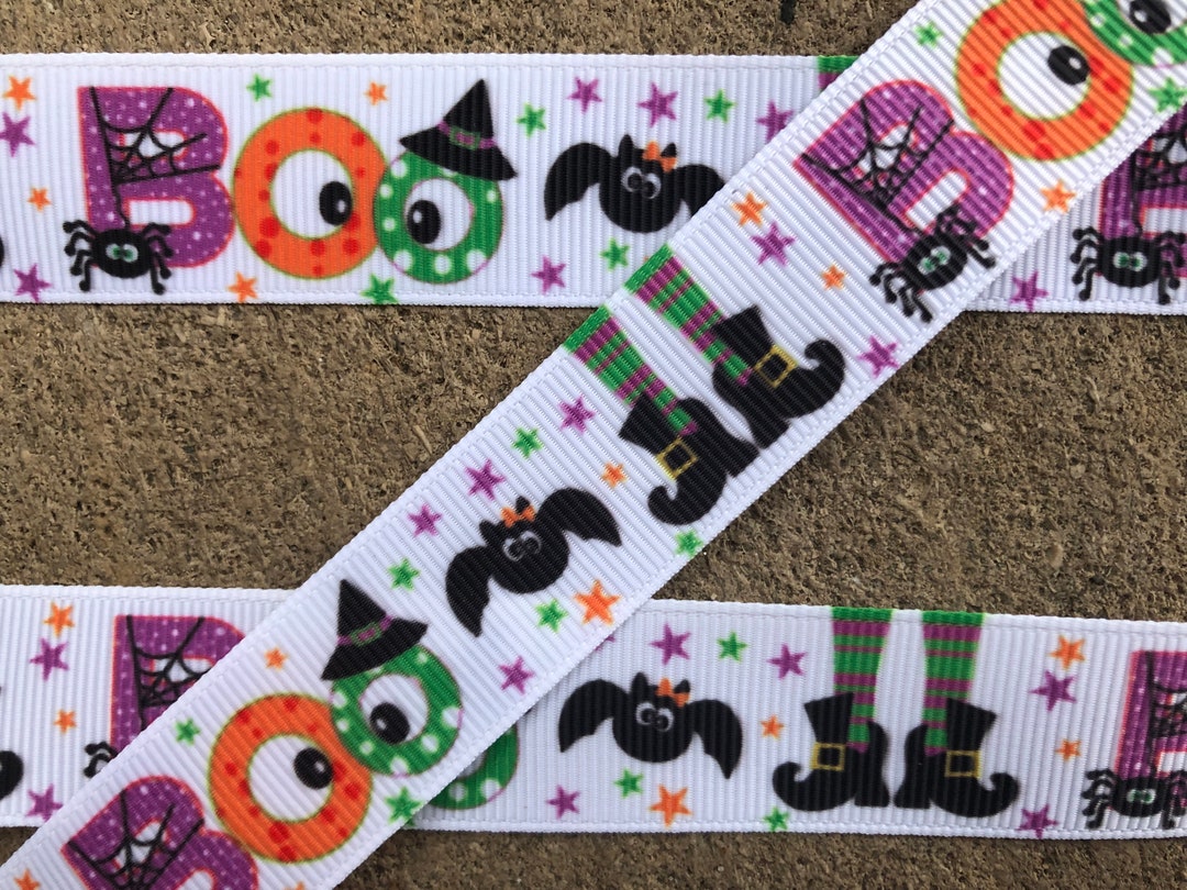 3 Yards 7/8" Halloween Ribbon Ghost Ribbon Boo Ribbon Spider Ribbon ...