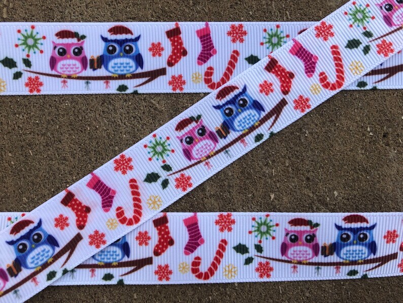 3 Yards 7/8 Owl Ribbon Christmas Owl Ribbon Printed - Etsy