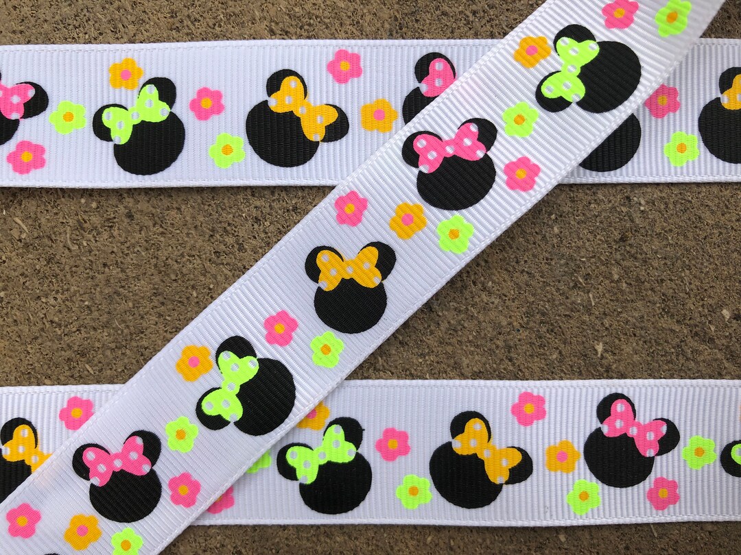 3 Yards 7/8" Minnie Mouse Ribbon Hair Bow Supplies Minnie Mouse With ...