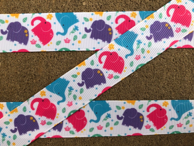 3 yards 7/8 Elephant Ribbon baby Elephant Printed Ribbon | Etsy