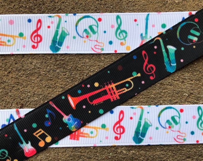 28 Yards 7/8 Black Music Notes Ribbon White Music Notes Ribbon Printed ...