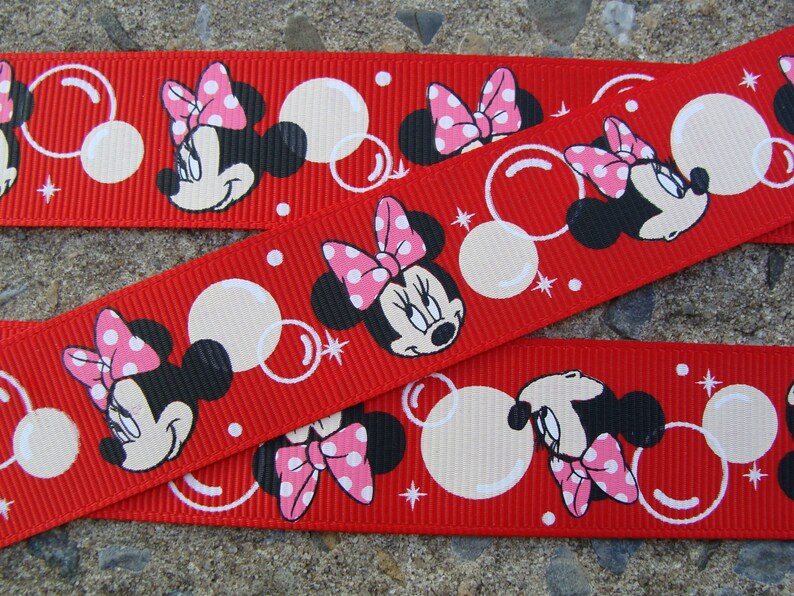 3 yards 1 Minnie Mouse Ribbon Pink Minnie Mouse Printed | Etsy