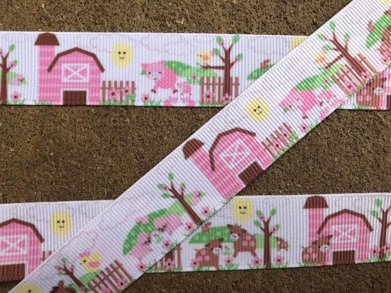 3 Yards 7/8 Farm Ribbon Grosgrain Ribbon With Cute Pink - Etsy