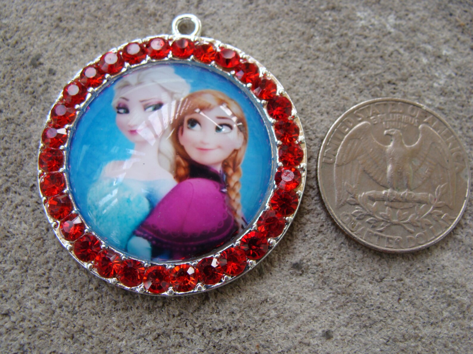 Frozen Pendant One Round Frozen Rhinestone Alloy Pendant 40 Mm- Anna ...