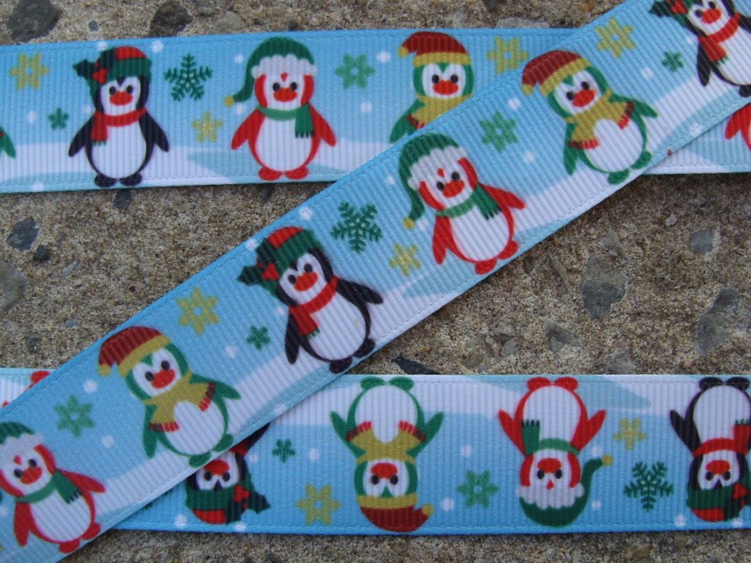7/8 Christmas Penguin Ribbon Grosgrain Ribbon Hair Bow - Etsy