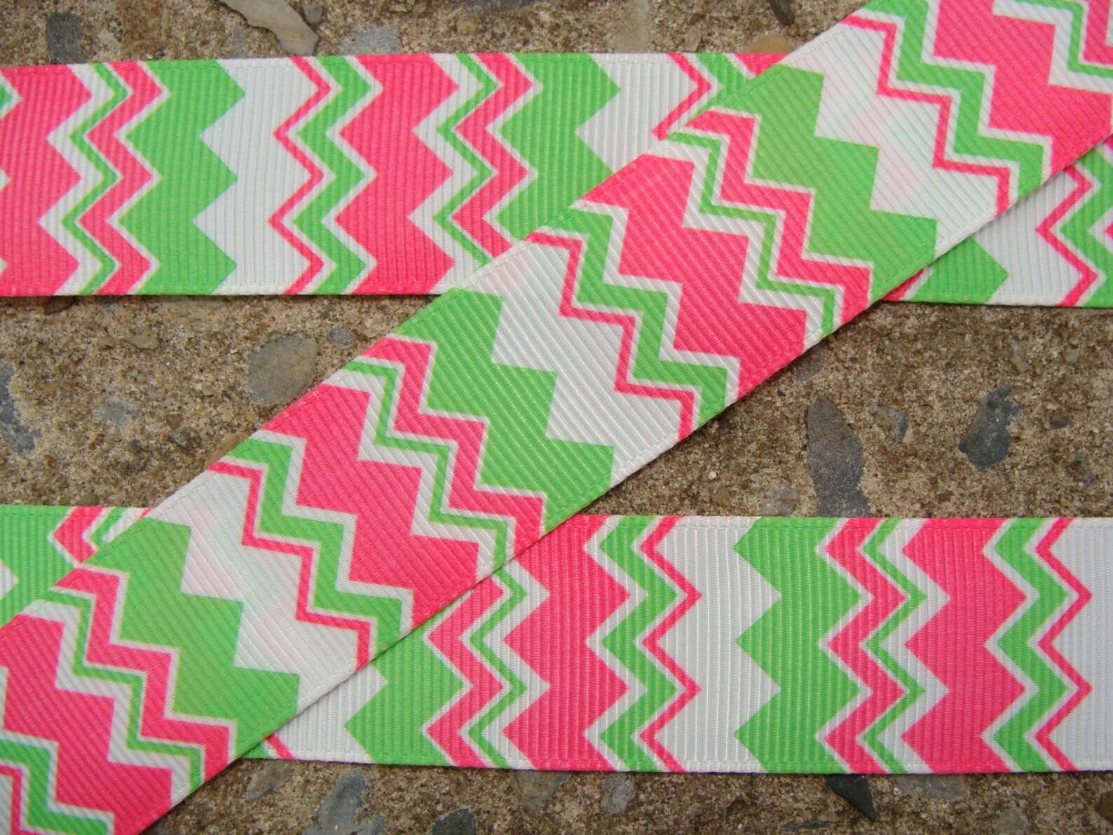 Chevron Ribbon Pink and Green Chevron Ribbon 1 Ribbon 3 - Etsy