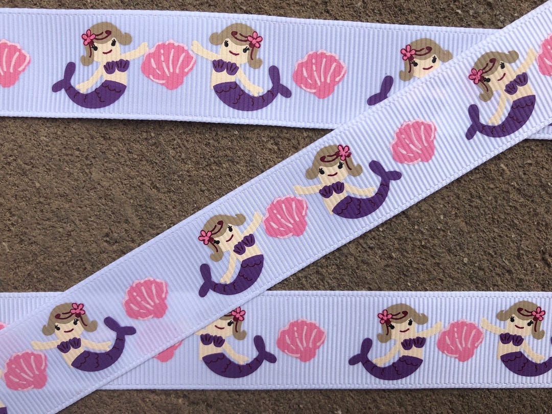 3 Yards 7/8" Mermaid Ribbon Purple and Pink Mermaid Ribbon Mermaid ...