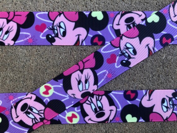 3 yards 7 8 Minnie Mouse ribbon Purple and pink Minnie Mouse Printed Ribbon Disney ribbon for hair bows and crafts free shipping ribbon