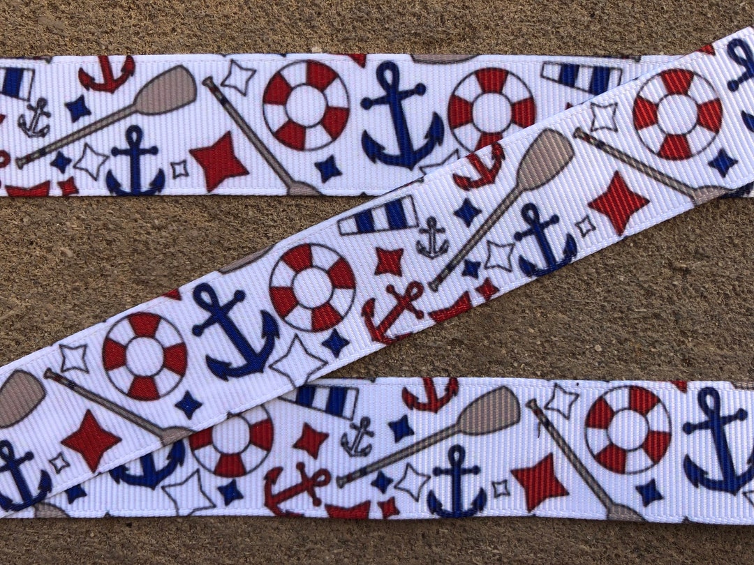 3 Yards 7/8" Sea Ribbon Vacation Ribbon Sea and Cruise Ribbon Anchors ...