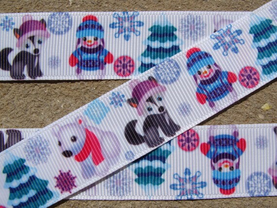 7/8 Christmas Polar Bear Ribbon 3 Yards Grosgrain Ribbon | Etsy