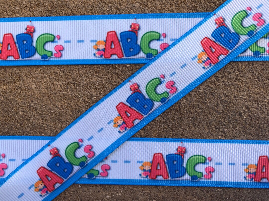 3 Yards 7/8" Blue ABC Ribbon School Ribbon Back to School Ribbon ...