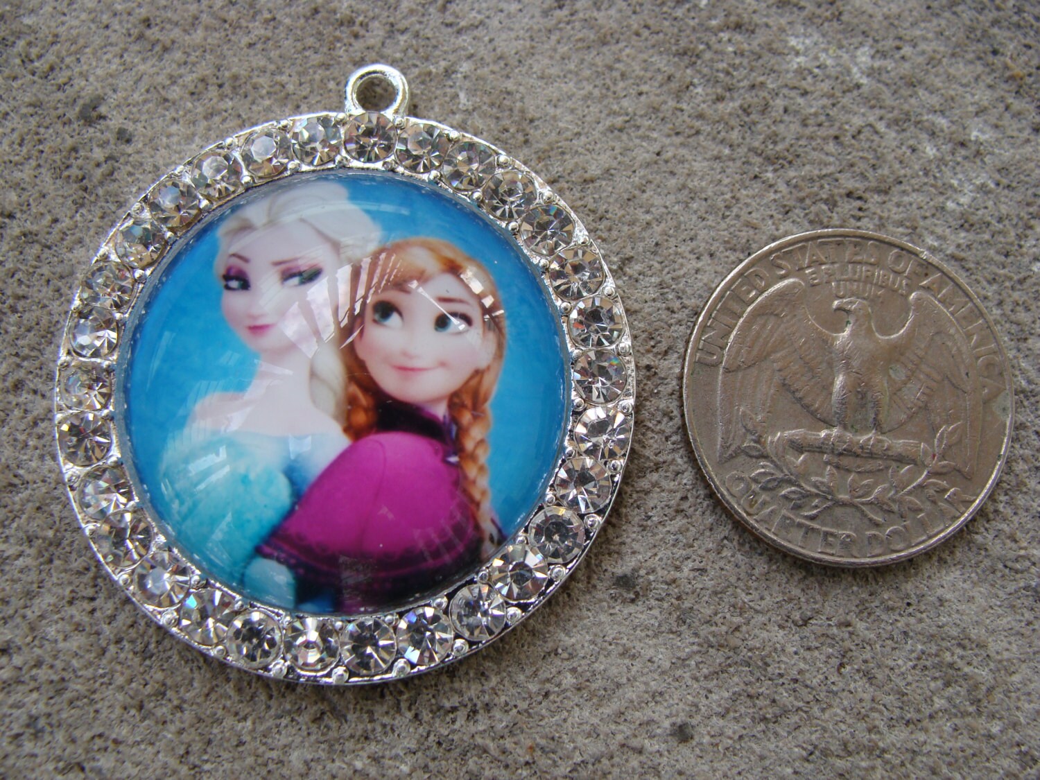 Frozen Pendant One Round Frozen Rhinestone Alloy Pendant 40 Mm- Anna ...